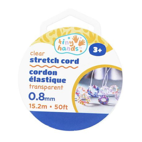 TINY HANDS Stretch Cord, Transparent, 0.8mmx15.2m (50ft), Age 3+, Kids ...