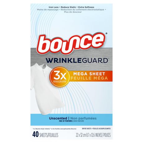 Bounce WrinkleGuard Mega Dryer Sheets, Fabric Softener and Wrinkle ...