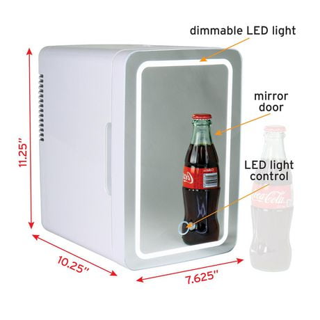 Koolatron Mirrored LED Cooler/Fridge for Cosmetics, Beverages, Food, or ...