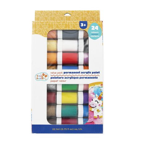 TINY HANDS Permanent Acrylic Paint, Value Pack, 24 colours, Age 3 ...