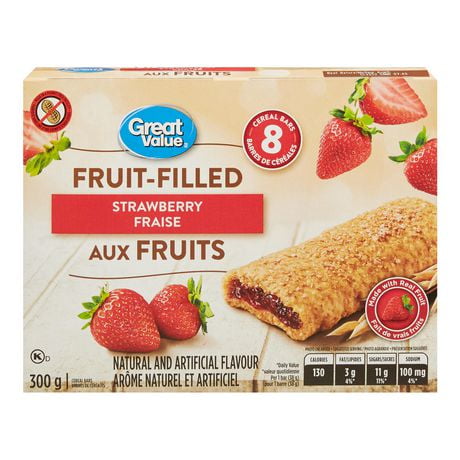Great Value Strawberry Fruit-Filled Cereal Bars | Walmart Canada