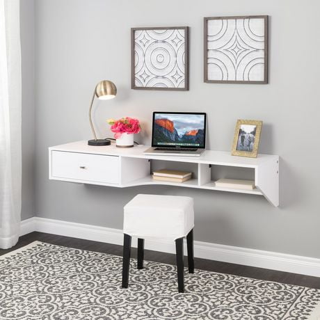 Click here for Prepac Modern Floating Desk With Drawer  White Whi... prices