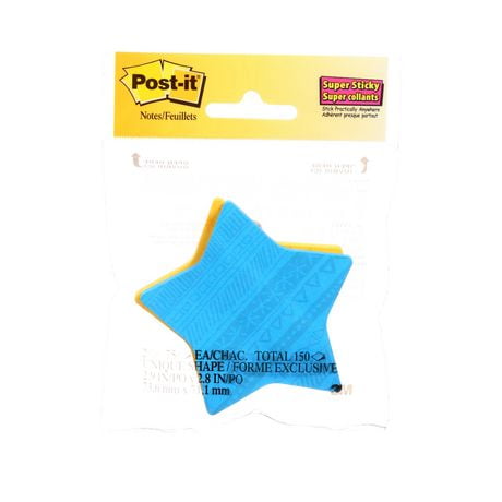 Post-it® Super Sticky Notes 7350-STR-C, Star Shape, Assorted Bright ...