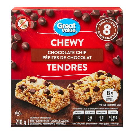 Great Value Chewy Chocolate Chip Granola Bars | Walmart Canada