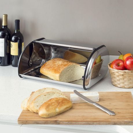 Click here for Home Basics Roll-Top Lid Stainless Steel Bread Box... prices