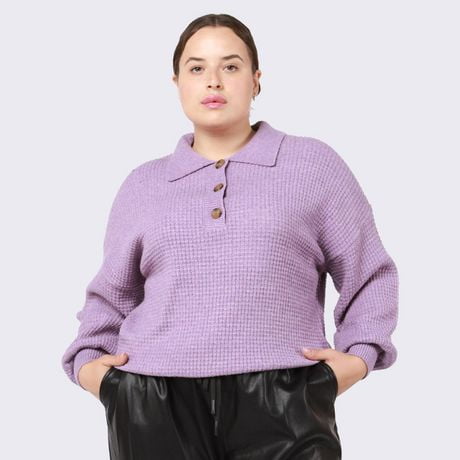 Devoted Women’s Plus size Polo Front Sweater - Walmart.ca