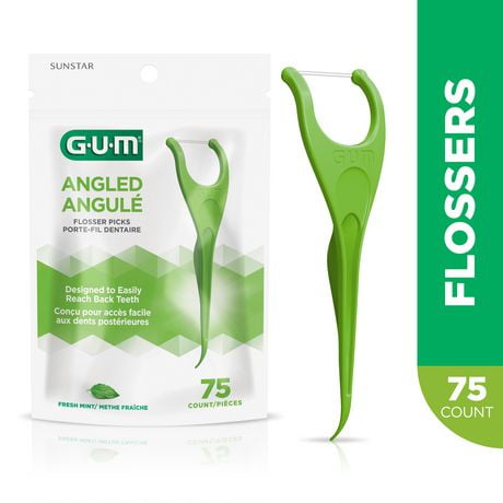 GUM® Angled Flossers, Fresh Mint - 75ct, Easily Reaches Back Teeth for ...