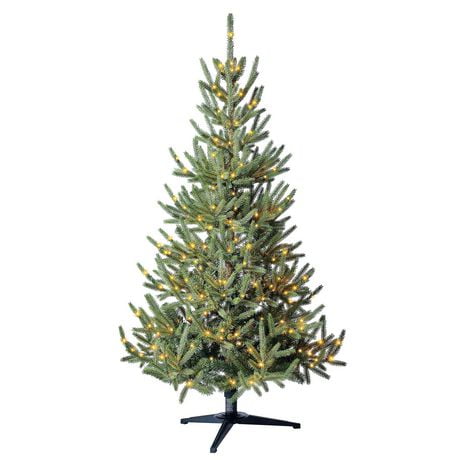 Holiday Time Abies Index 5' Pre-Lit Regular Full PE/PVC Pine Christmas ...