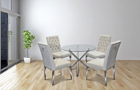 Click here for K-Living Norman Round Glass And Chrome Base Dining... prices
