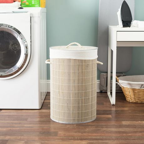 Click here for Home Basics Rectangular Bamboo Hamper  Grey Grey O... prices