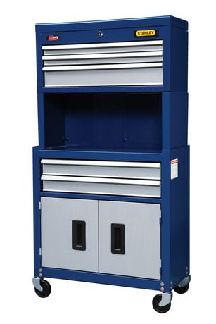 Stanley® Blue 5-Drawer Metal Tool Chest with Riser & 85-P Socket Set ...