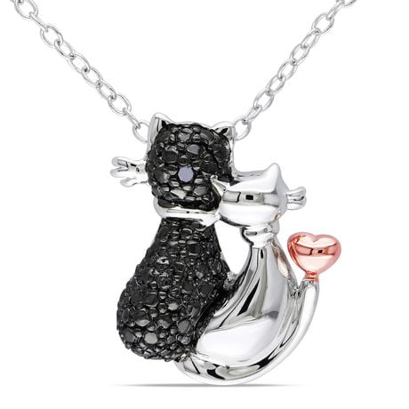 Click here for Asteria Black Diamond Accent Two-Tone Sterling Sil... prices