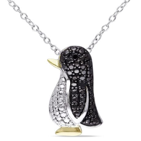 Click here for Asteria Black Diamond Accent Two-Tone Sterling Sil... prices