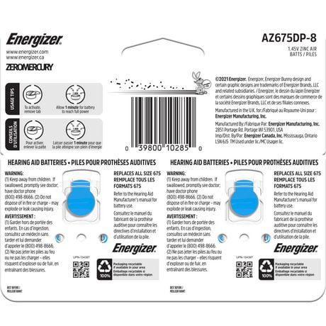 Energizer Ez Turn & Lock Size 675, 8-Pack, Blue | Walmart Canada