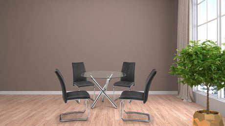 Click here for K-Living Noah Round Glass And Chrome Base Dining T... prices