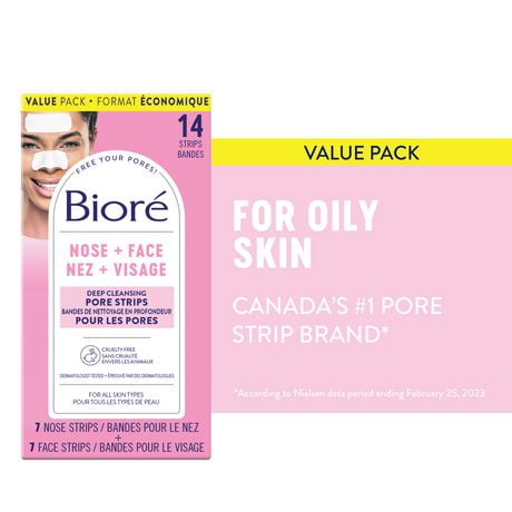 Bioré Deep Cleansing Nose + Face Pore Strips, Mixed Value Pack for ...