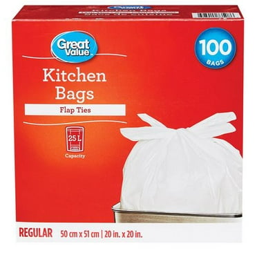 Great Value Kitchen Bags with Flap Ties, 60 Bags, 42.5 L - Walmart.ca