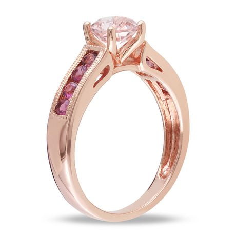 Tangelo 1-1/6 Carat T.G.W. Morganite And Pink Tourmaline Rose Rhodium ...