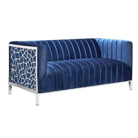 Home Gear Geometric pattern Blue Velvet Sofa - Walmart.ca