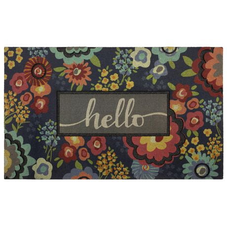 Click here for Mainstays Floral Hello 18X30 Polyester Doormat Blu... prices