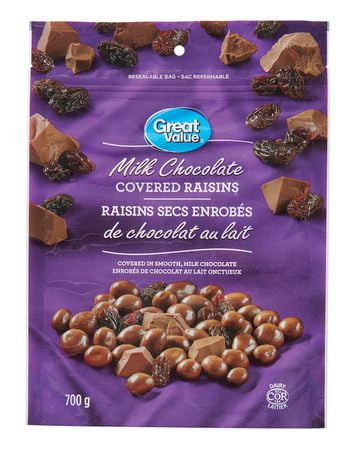 Great Value Milk Chocolate Covered Raisins | Walmart Canada