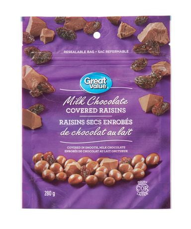 Great Value Milk Chocolate Covered Raisins | Walmart Canada