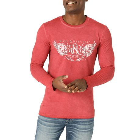 Click here for Rock & Republic Mens Long Sleeve Logo Tee Red Xl prices