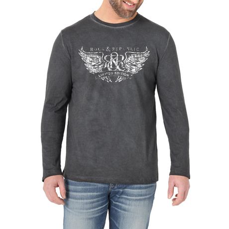 Click here for Rock & Republic Mens Long Sleeve Logo Tee Black L prices