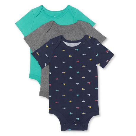 Click here for George Baby Boys Short Sleeve Bodysuits 3-Pack Gre... prices