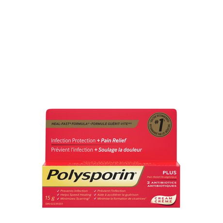 Polysporin Plus Pain Relief Antibiotic Cream, Heal-Fast Formula, 15g ...