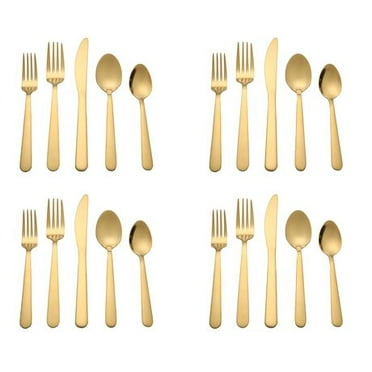 Home Trends 20 Piece Stainless Steel Flatware Set Gold, HT 20 Pc Gold ...
