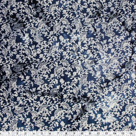 Click here for Fabric Creations Blue Batik Vines Cotton Fabric By... prices