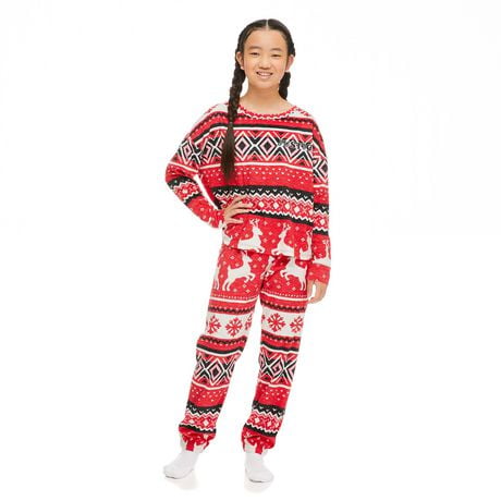 Justice Girls' Velour Fleece Pajamas 2-Piece Set - Walmart.ca
