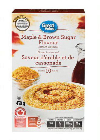 Great Value Maple and Brown Sugar Flavour Instant Oatmeal | Walmart Canada