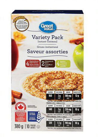 Great Value Variety Pack Instant Oatmeal | Walmart Canada