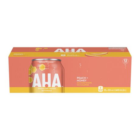 AHA Peach + Honey Sparkling Water 355mL cans, 12 pack | Walmart Canada