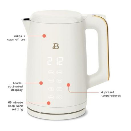 Beautiful 1.7L One-Touch Electric Kettle, White Icing by Drew Barrymore ...