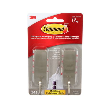 Click here for Command Hook 17034Bn-2Ef  Brushed Nickel  2 Hooks/... prices