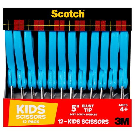 Scotch™ Kids Scissors 1442B-12-C, Blunt Tip, Blue, 5 in, 12/Pack ...