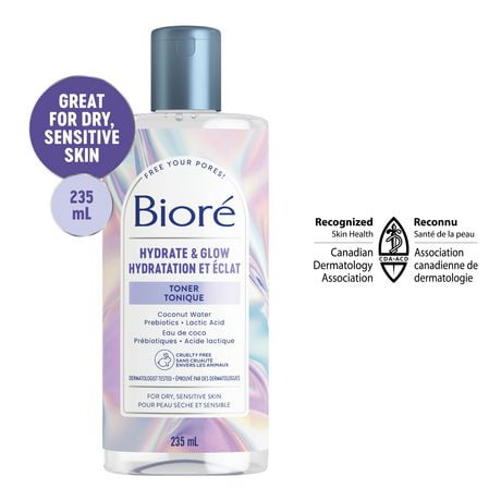 Bioré Hydrate & Glow Toner, with Coconut Water, Prebiotics & Lactic ...