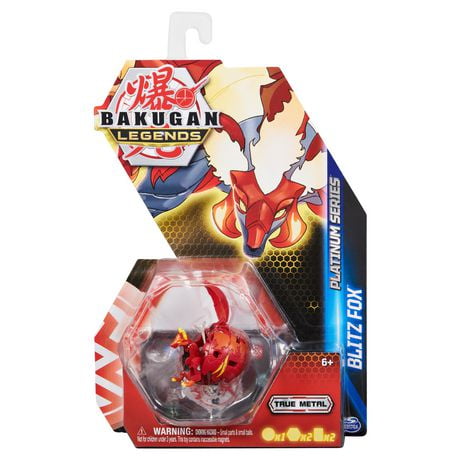 Bakugan Legends, Blitz Fox, Platinum Series True Metal Bakugan, 2 BakuCores, Gate and Character ...