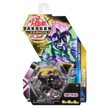 Bakugan Legends, Griswing, Platinum Series True Metal Bakugan, 2 BakuCores, Gate and Character ...