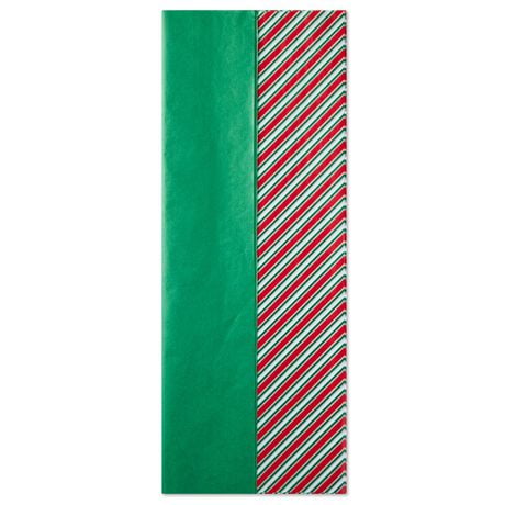 Hallmark Solid Green and Striped Tissue Paper for Christmas Gift ...