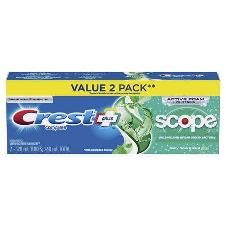 Crest Complete Whitening Plus Scope Minty Fresh Toothpaste, 120 mL ...