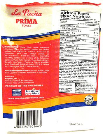 La Pacita Prima toast 200g | Walmart Canada