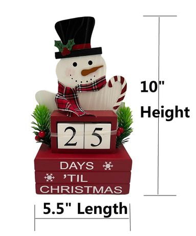 Holiday Time Snowman Advent Calendar 10" Tall Count Down To Christmas ...