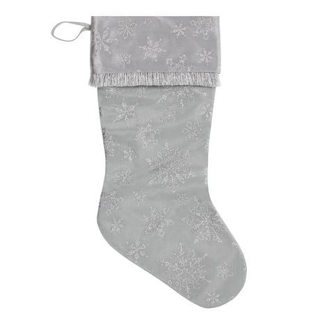 20" Silver Glitter Snowflake Stocking | Walmart Canada