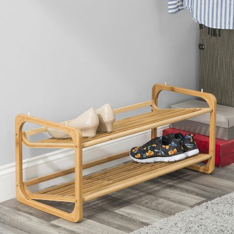 2 Tier Slatted Shelf Bamboo Shoe Rack, Natural | Walmart Canada