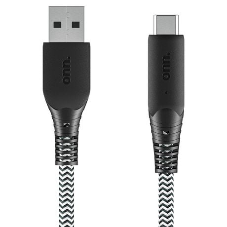 onn. 3 ft./0.9 m Superspeed USB-A to USB-C 3.1 Braided Cable ...