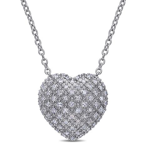 Click here for Miabella 1 Carat T. W. Diamond Sterling Silver Hea... prices